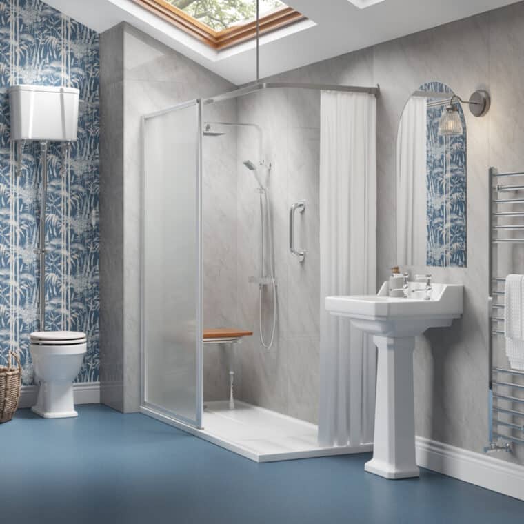 Walk-in Shower with Split-Folding Doors | The Enrapture